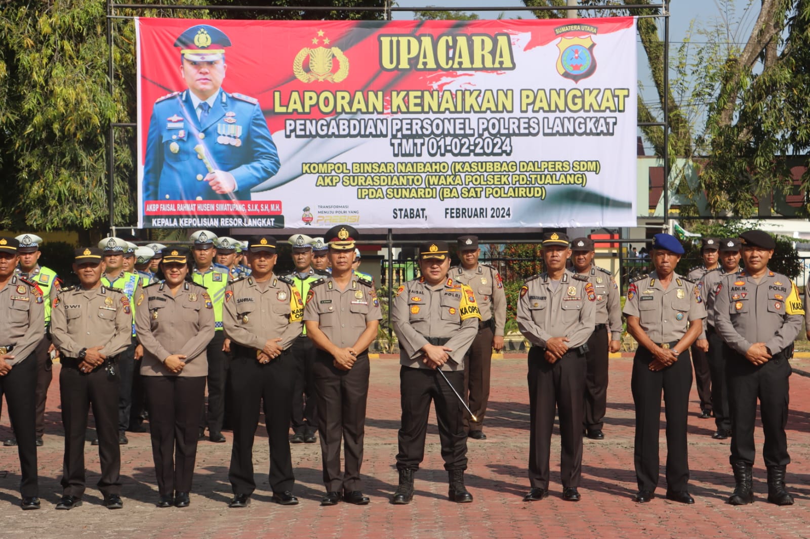 Kapolres Langkat Pimpin Upacara Kenaikan Pangkat Pengabdian Personel